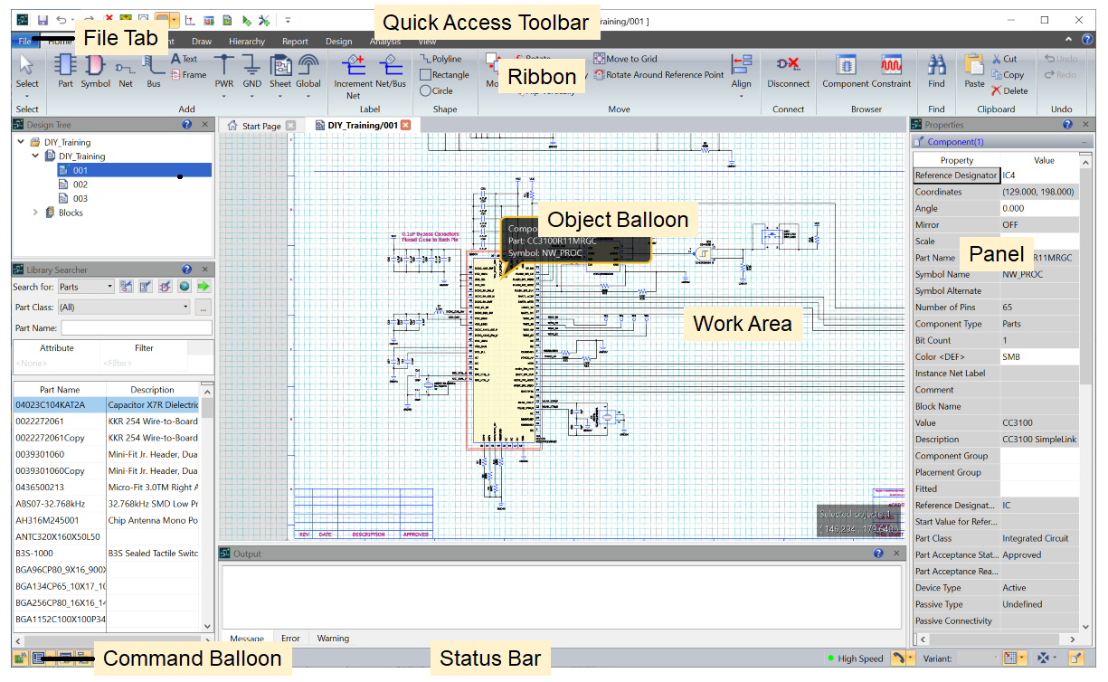 eCADSTAR Schematic Editor Main Window