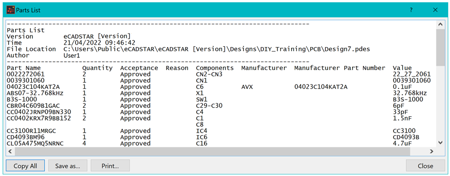 Task 24: Producing a Parts List